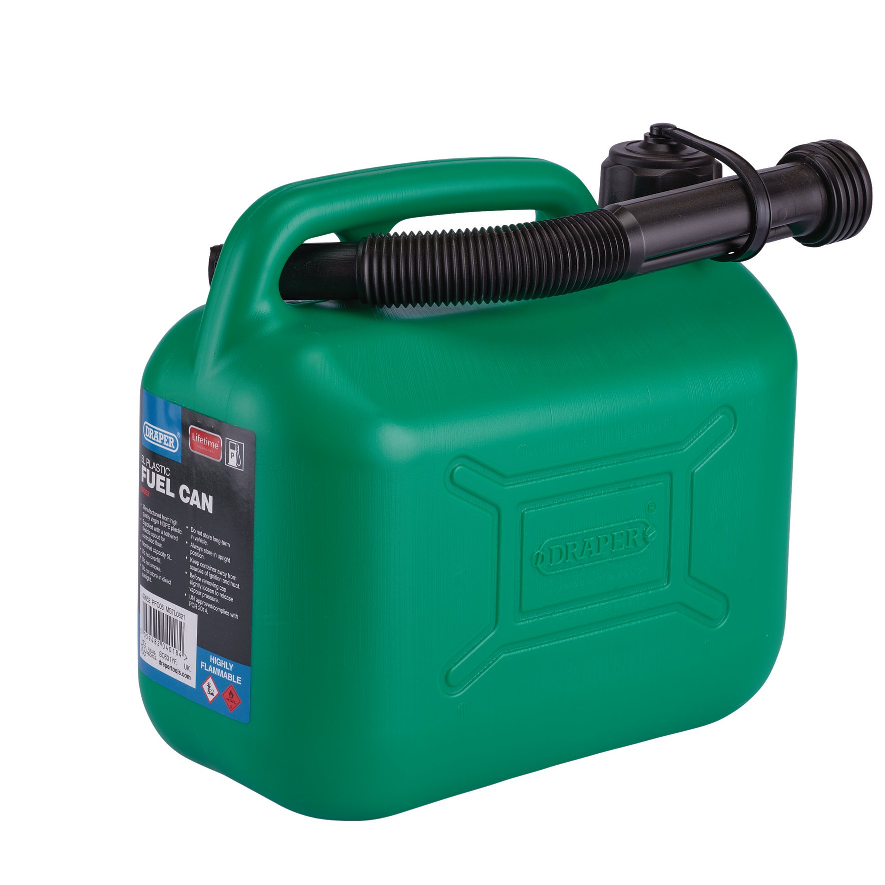 Draper Plastic Fuel Can, 5L, Green